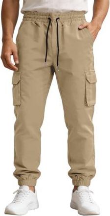 Generico WAZHAKU Pantalon cargo baggy pour homme - Taille &eacute;lastique - Pantalon de sport - Pantalon softshell - Pantalon de randonn&eacute;e - Printemps - &Eacute;t&eacute; - Pantal