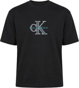 Calvin Klein Jeans Homme, Tops, Noir, Taille: XS T-Shirt Imprim&eacute; &agrave; Col Rond et Manches Courtes