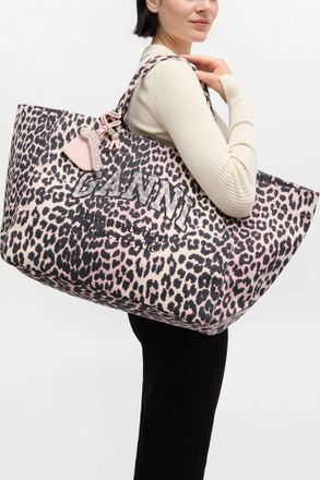 Ganni Fourre-tout XXL &agrave; sequins l&eacute;opard Rose - Pour Femme