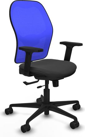 Piqueras y Crespo B&uuml;rostuhl mit 2D-Armen, h&ouml;henverstellbare Lendenwirbelst&uuml;tze, ausgestattet mit Syncro/Traslack und injiziertem Schaumstoff, Blau/Dunkelgrau