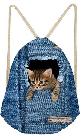 CHAQLIN Cute Cat Printing Kordelzug Einkaufstasche Cinch Gym Taschen Aufbewahrungsrucksack für Jungen Mädchen