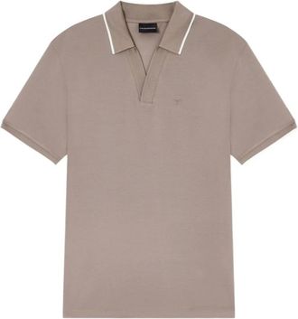 Emporio Armani Homme, Tops, Vert, Taille: 2XL Polo en piqu&eacute; &agrave; col en V