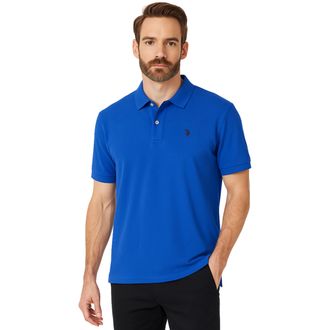 U.S.Polo Association Klassisches Poloshirt f&uuml;r Herren, Zwei-Knopf-Verschluss, Piqu&eacute;-Poloshirt, Sommermode, Golfshirt, Westblau, Mittel