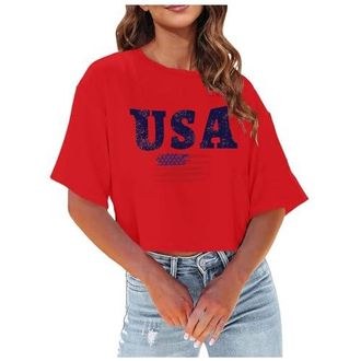 Generic Hauts courts d&eacute;t&eacute; pour femmes 2025 &agrave; manches courtes d&eacute;contract&eacute;s et amples - Coupe ample - Tendance - Col rond - Demi-chemises habill&eacute;es pour sortir 