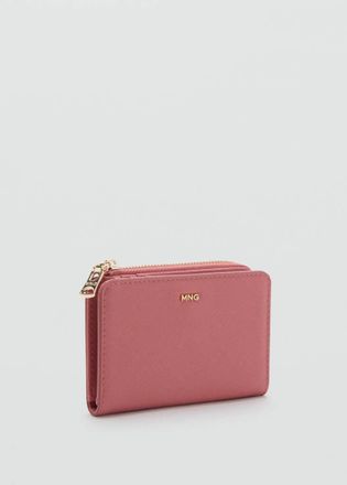 Mango Portefeuille effet saffiano &agrave; rabat rose - Femme - Taille unique - MANGO