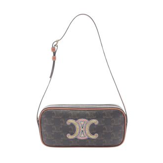 Celine Sac bandouli&egrave;re Triomphe en toile Pre-owned avec logo orn&eacute; - Femme - Pre-owned - Noir - Taille: ONE Size