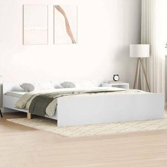 vidaXL Cadre de lit avec t&ecirc;te de lit et pied de lit blanc 160x200 cm