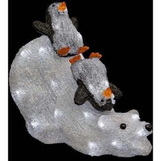 F&eacute;&eacute;ric Lights & Christmas F&eacute;&eacute;ric Lights And Christmas - Lanterne ext&eacute;rieure en forme dours et de pingouin illumin&eacute;s avec 80 led et transformateur, hauteur 35 cm - Feeric
