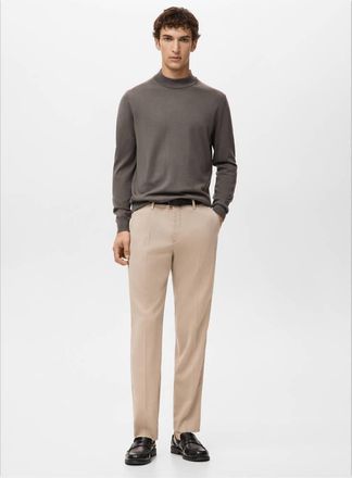 Mango Pull-over 100 % laine col montant marron moyen - Homme - XL - MANGO MAN