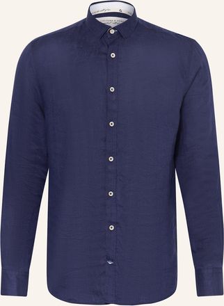 Colours & Sons Colours & Sons Hemd Slim Fit Mit Leinen blau