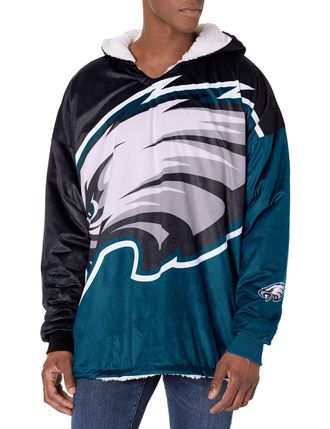 Foco Unisex Team Logo Oversized Sherpa Hoodie Sweatshirt Philadelphia Eagles NFL Reversible Colorblock Hoodeez, Einheitsgr&ouml;&szlig;e
