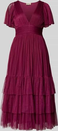 Lace & Beads Cocktailkleid mit tiefem V-Ausschnitt