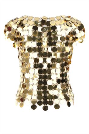 Paco Rabanne Womens Gold Sequins Top P710 Maglie Sweater