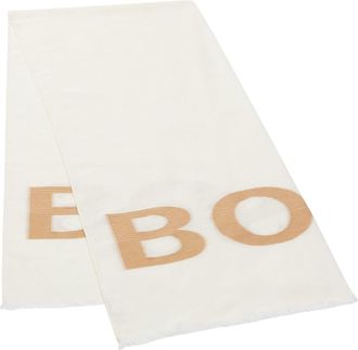 HUGO BOSS Schal f&uuml;r Herren/Damen Unisex, Logo (Wei&szlig;)