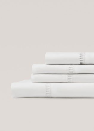 Mango Drap plat percale de coton ajour&eacute; lit 180/200 cm blanc - Home - Lit 180/200 cm - MANGO HOME