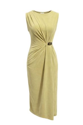 Mixray Figurbetontes Midi-Kleid mit Rundhalsausschnitt