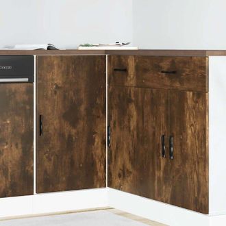 vidaXL vidaXL Meuble bas du lavabo ch&ecirc;ne fum&eacute; bois ding&eacute;nierie