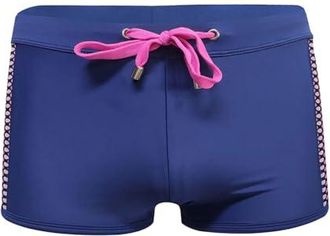 Generic Maillot de bain pour homme Polka Splicing Plat Sport Body Fitness Muscle S&eacute;chage rapide Corne Maillot de bain, bleu fonc&eacute;, XXL