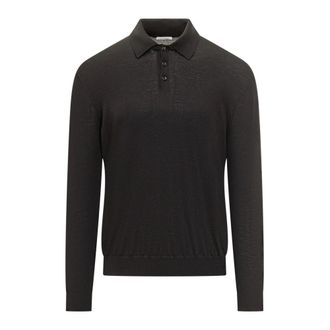 Malo Homme, Pulls, Noir, Taille: M Virgin Wool Sweater Polo