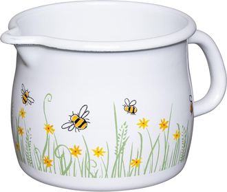 Riess 0094-137, Schnabeltopf, Milchtopf, gebördelt, 12cm, 1.0L, LBH 18.7 x 13.5 x 11.3 cm, Gewicht 043kg, COUNTRY- BIENE, Emaille (0094-137)
