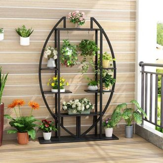 Tribesigns Tribesigns Blumenst&auml;nder, 2 St&uuml;ck Pflanzenregal mit 5 Ebenen und 2 Haken, 180cm Hoch Pflanzenst&auml;nder Metall Blumenregal f&uuml;r Indoor Balkon Boden