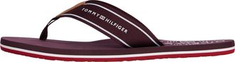 Tommy Hilfiger Herren Flip Flops Beach Sandal Breiter Zehenriemen, Rot (Deep Burgundy), 45