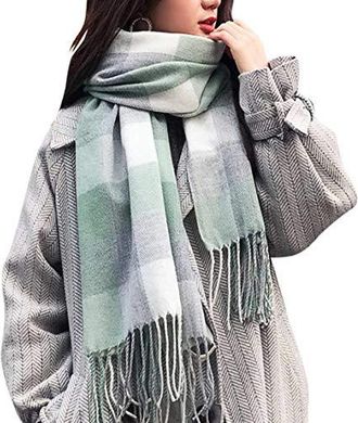 Heekpek Grande Taille Femme Homme Echarpe Hiver Chaud en Cachemire Imitation Carreaux Doux écharpe épais Pull Châle Mode écharpe Fraîche Cadeau Unisexe Cadeau