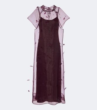SIMKHAI Midikleid Pauline aus Organza mit Federn