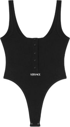 Versace Femme, Tops, Noir, Taille: 42 FR Noir Logo Brod&eacute; Col en V Sous-v&ecirc;tements