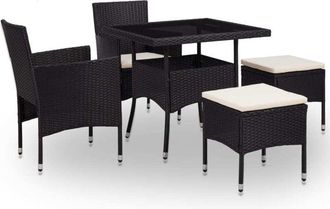vidaXL Ensemble &agrave; manger dext&eacute;rieur 5pcs Noir R&eacute;sine tress&eacute;e et verre Vidaxl