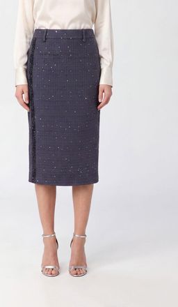 Semicouture Midi-Bleistiftrock aus Baumwollmischung mit Perlen- und Paillettenstickerei