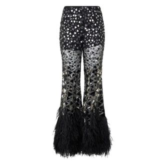 Alberta Ferretti Femme, Pantalons, Noir, Taille: 42 FR Pantalon &eacute;vas&eacute; &eacute;l&eacute;gant noir