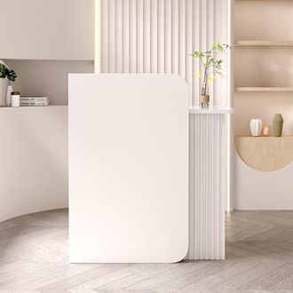 Generic YVZYLXH Comptoir De R&eacute;ception avec Tiroirs Verrouillables Moderne en Bois - Mobilier De Bureau pour la Maison, Salon (Wit, 80x95x45cm)