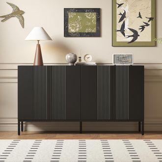 Generic LZPUOUI Sideboard kommode schwarz anrichte mit 4 t&uuml;ren und modernem Push-to-Open Design stauschrank in hochwertiger Optik mit metallgestell beistellsc