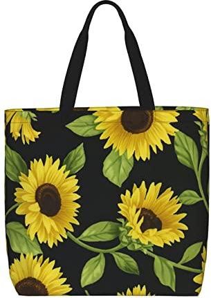 Generic Sac De Courses Tournesol Sac Biblioth&egrave;que Lavables R&eacute;utilisable Sacs &Agrave; Main, Pour &Eacute;cole, Tous Les Jours, Filles, Femmes