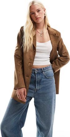 Only Blazer-Mantel aus Wildlederimitat in Hellbraun