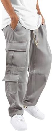 Generic Pantalon cargo dext&eacute;rieur pour homme, coupe d&eacute;contract&eacute;e pour la randonn&eacute;e et la marche, l&eacute;ger avec poches, pantalon confortable, gris, S