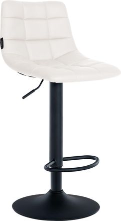 Clp Barhocker Jerry Kunstleder I Höhenverstellbarer Barstuhl I 360° Drehstuhl Mit Rückenlehne Für Küche Und Bistro, Farbe:weiß, Gestell Farbe:schwarz