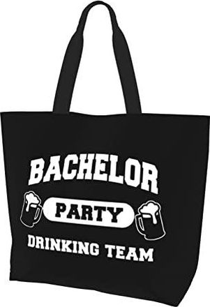 AOOEDM Bachelor Party Groom Drinking Team Ladies Canvas Tote Sac &agrave; provisions r&eacute;utilisable