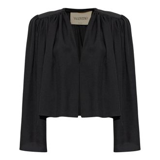 Valentino Satin-Sabl&eacute;-Jacke mit gerafften Details - - Jackets - Damen - Schwarzk - S