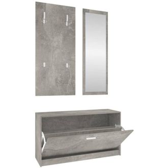 vidaXL 3-tlg. Flurm&ouml;bel-Set Betongrau Holzwerkstoff - Vidaxl
