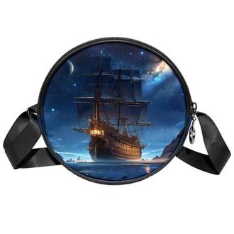 Generic Petit sac &agrave; bandouli&egrave;re circulaire pour femme, petit sac &agrave; bandouli&egrave;re avec fermeture &eacute;clair et bretelles r&eacute;glables style d&eacute;contract&eacute; pour femmes et f