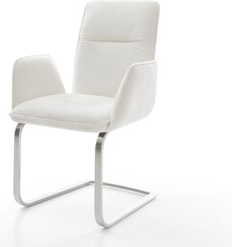 DELIFE Freischwinger Vinja-Flex Boucl&eacute; Soft Beige Freischwinger flach Edelstahl, Esszimmerst&uuml;hle