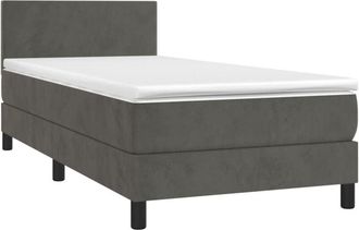vidaXL Boxspringbett mit Matratze Dunkelgrau 90x200 cm Samt Vidaxl