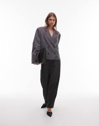 Asos Elegante Hose in meliertem Grau mit Fischgrätmuster und schmal zulaufendem Bein