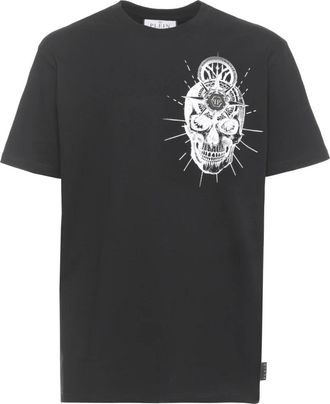 Philipp Plein Homme, Tops, Noir, Taille: S T-Shirt Col Rond Tatouage T&ecirc;te de Mort