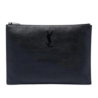 Saint Laurent Pre-owned Embossed Leather Clutch - - Pre-owned - Damen - Schwarzk - ONE SIZE