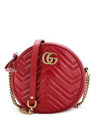 Gucci GG Marmont Round Shoulder Bag Matelasse Leather Mini crossbody bag - Rot