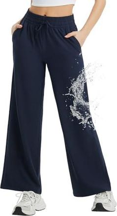 Baleaf Pantalon imperm&eacute;able pour femme avec grandes poches - Leggings &eacute;vas&eacute;s pour l&eacute;t&eacute;, entra&icirc;nement et voyage, bleu marine, XL