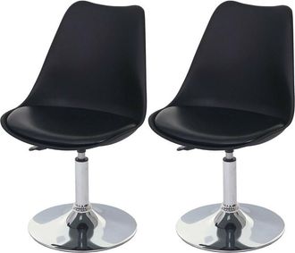 Hhg Jamais utilisé] 2x chaise pivotante Malmö T501, hauteur réglable, similicuir, noir